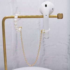 Pearl Hook Ear Stud Airpod Earrings Anti Lost Earring Strap for Airpods (Need Ear Hole) Anti Lost Strap for Airpods Pro, Wireless Earphone Holder Strap Compatible for Airpods 1&2&3/Pro