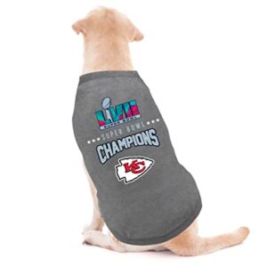 NFL 2023 Super Bowl LVII Championship Kansas City Chiefs Pet Tee Shirt, Durable Sporty Pet Tee, X-SMALL. *LIMITED EDITION NFL Champ Dog T-shirt. Licensed NFL FOOTBALL Winning Shirt for DOGS & CATS