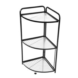 cabilock 1pc sturdy home storage organizing kitchen three-layer foldable office for corner holder cabinet practical layer seasoning steel shelves household rack organizer shelf pot tier