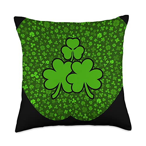 St. Patricks Day Shamrock Clover Lips Paddys Day Patricks Shamrock Clover Lips St. Patty Paddys Day Throw Pillow, 18x18, Multicolor