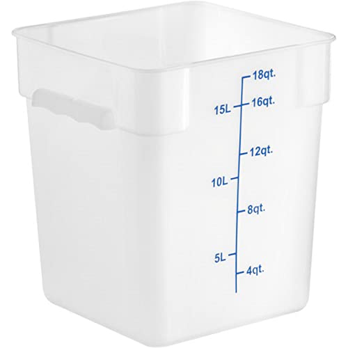 TrueCraftware 18 Qt. Translucent Polypropylene Square Food Storage Container - Space Saving Food Storage Container Meal Prep Containers Reusable for Kitchen Organization Dishwasher Safe