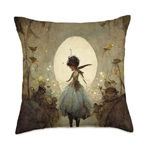 retro fairy gifts celtic faerie gift cute faery fairycore grunge aesthetic women fairy throw pillow, 18x18, multicolor