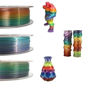 3D Printer Filament PLA Multi-Color Rainbow Gradient Color 1.75mm +/-0.03mm 1kg Spool Good Toughness Easy to Print Sealed Packaging,B