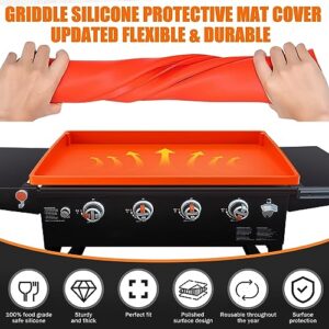 likjhbn 28 inch Griddle Cover for Blackstone, Full Wrap-Around Silicone Grill Mat Blackstone Accessories Top Protective Cooking Surface Protector Outdoor-Orange GJD-28-C