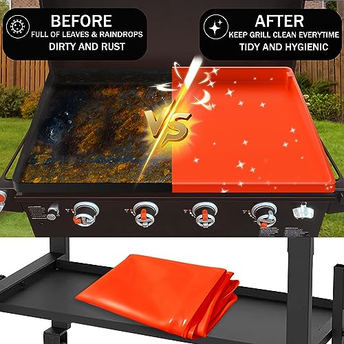 likjhbn 28 inch Griddle Cover for Blackstone, Full Wrap-Around Silicone Grill Mat Blackstone Accessories Top Protective Cooking Surface Protector Outdoor-Orange GJD-28-C