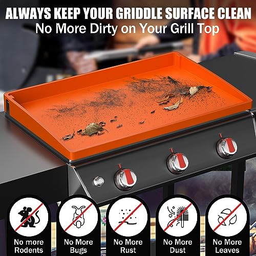 likjhbn 28 inch Griddle Cover for Blackstone, Full Wrap-Around Silicone Grill Mat Blackstone Accessories Top Protective Cooking Surface Protector Outdoor-Orange GJD-28-C