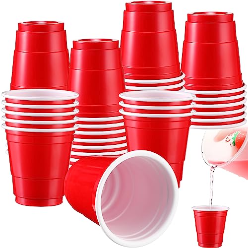 Uiifan 500 Pcs Disposable Party Plastic Cups Bulk Red Disposable Drinking Cups For Coffee Cocktail for Christmas Halloween Party Wedding Baby Shower Events BBQ Home Use(Red, 2 oz)