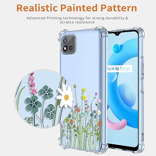 GTBDEKI Phone Case for Realme C20/Realme C20A/Realme C11 2021 Case RMX3063 Case with Screen Protector, Clear Case with Flower Garden Patterns Protective Phone Cover for Oppo Realme C20 Flower Bouquet