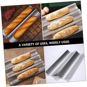 UPKOCH 4 pcs Wavy Pan bread loaf pan baking gutter loaf pan molds hotdog buns metal bread pan nonstick tray silicone bread pan breadmaking Stainless steel bread rolls hot dog