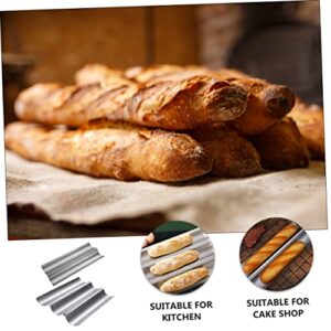 UPKOCH 4 pcs Wavy Pan bread loaf pan baking gutter loaf pan molds hotdog buns metal bread pan nonstick tray silicone bread pan breadmaking Stainless steel bread rolls hot dog