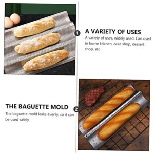 UPKOCH 4 pcs Wavy Pan bread loaf pan baking gutter loaf pan molds hotdog buns metal bread pan nonstick tray silicone bread pan breadmaking Stainless steel bread rolls hot dog