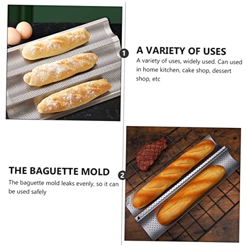 UPKOCH 4 pcs Wavy Pan bread loaf pan baking gutter loaf pan molds hotdog buns metal bread pan nonstick tray silicone bread pan breadmaking Stainless steel bread rolls hot dog