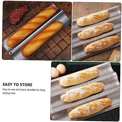 UPKOCH 4 pcs Wavy Pan bread loaf pan baking gutter loaf pan molds hotdog buns metal bread pan nonstick tray silicone bread pan breadmaking Stainless steel bread rolls hot dog