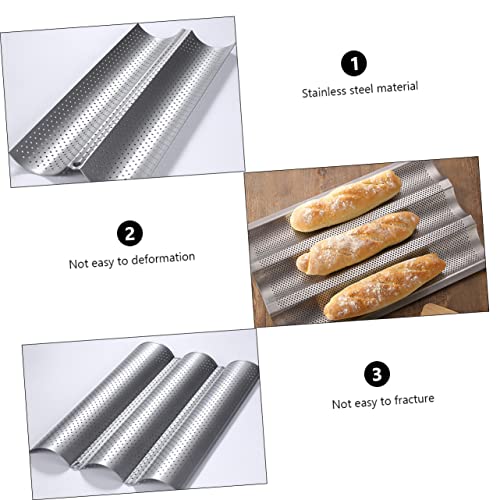 UPKOCH 4 pcs Wavy Pan bread loaf pan baking gutter loaf pan molds hotdog buns metal bread pan nonstick tray silicone bread pan breadmaking Stainless steel bread rolls hot dog