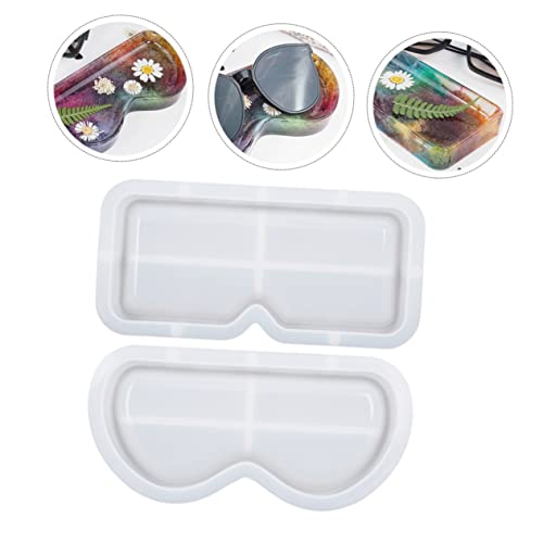 ULDIGI 2pcs Resin Glasses Holder Resin Crafts Silicone Mold Coaster Resin Mold Eyeglasses Container Mold Candle Resin Mold Epoxy Resin Crafts Silicone Tray Molds DIY Glasses Mold Jewelry