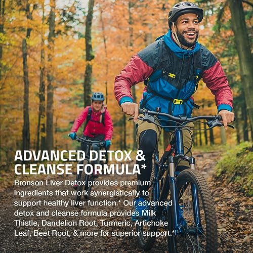 Bronson Liver Detox Advanced Detox & Cleansing Formula Supports Health Liver Function with Milk Thistle, Dandelion Root, Turmeric, Artichoke Leaf & More, Non-GMO, 60 Vegetarian Capsules