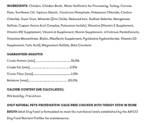 Only Natural Pet Protein Stew - Complete and Balanced Wet Dog Food - Made with Real Meat - Chicken and Turkey 3oz