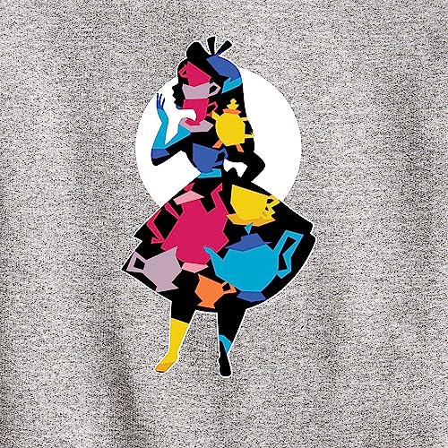 Disney Alice In Wonderland - Alice Silhoutte Teacups - Toddler And Youth Crewneck Fleece Sweatshirt - Size Large Athletic Heather