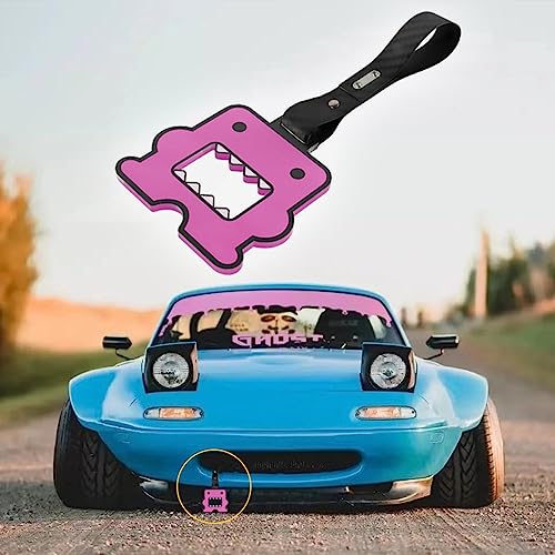 Q1-TECH, JDM Tsurikawa Ring Japanese Subway Train Bus Car Handle Cute Anime Cartoon Handle Hand Strap Rear Front Bumper Warning Rings Drift Charm Drift Car Accessory (Domo-PPCF)