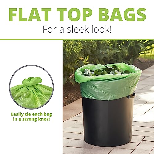 Simply Bio 33 Gallon Compostable Trash Bag with Flat Top, Heavy Duty Extra Thick 1.57 Mil, 30 Count, 124.92 Liter, Large Lawn Leaf Yard Waste Bag, ASTM D6400, US BPI and Europe OK Compost Certified