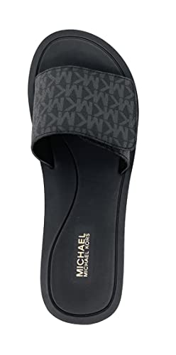 Michael Kors MK Signature Logo Print Wade Slide (Black, 11, us_footwear_size_system, adult, women, numeric, medium, numeric_11)