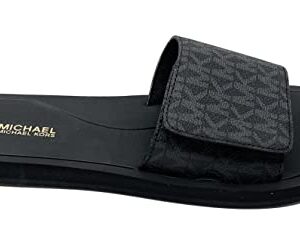 Michael Kors MK Signature Logo Print Wade Slide (Black, 11, us_footwear_size_system, adult, women, numeric, medium, numeric_11)