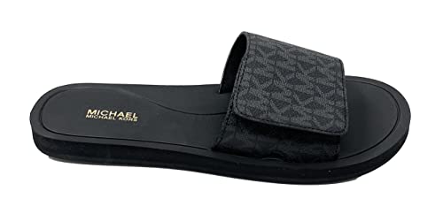 Michael Kors MK Signature Logo Print Wade Slide (Black, 11, us_footwear_size_system, adult, women, numeric, medium, numeric_11)