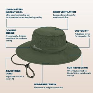 ARMORAY Cooling Boonie Bucket Hat - Wide Brim Adjustable Sun Hats for Men and Women- Army Green