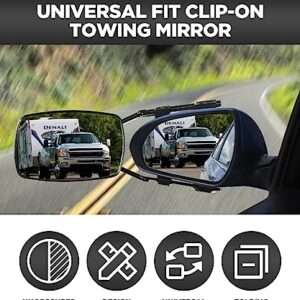 AOCISKA Car Tow Mirrors,Universal Clamp-On Towing Mirror 360 Degree Rotation Adjustable Towing Mirror,RV Leveling Blocks Rear View Side Clip on Mirror Extensions for Towing