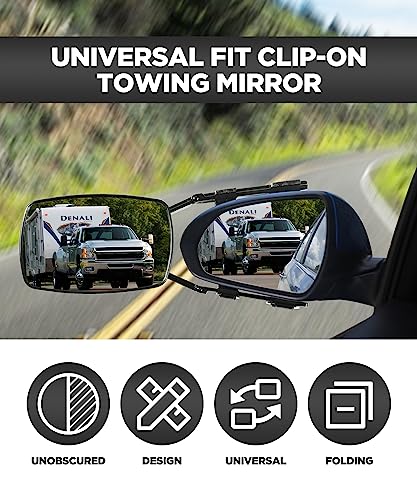 AOCISKA Car Tow Mirrors,Universal Clamp-On Towing Mirror 360 Degree Rotation Adjustable Towing Mirror,RV Leveling Blocks Rear View Side Clip on Mirror Extensions for Towing