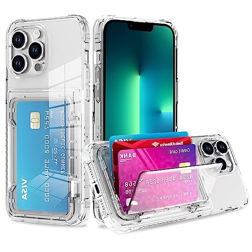 Marphe Wallet Case for iPhone 14 Pro Max with 3 Credit Card Holder Slot Shockproof Hybrid Heavy Duty Protection Clear Phone Cover Compatible with iPhone 14 Pro Max 6.7 Inch