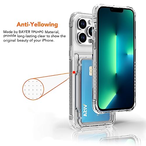 Marphe Wallet Case for iPhone 14 Pro Max with 3 Credit Card Holder Slot Shockproof Hybrid Heavy Duty Protection Clear Phone Cover Compatible with iPhone 14 Pro Max 6.7 Inch