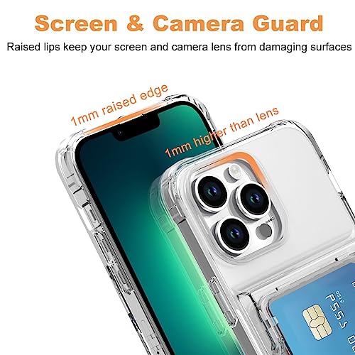 Marphe Wallet Case for iPhone 14 Pro Max with 3 Credit Card Holder Slot Shockproof Hybrid Heavy Duty Protection Clear Phone Cover Compatible with iPhone 14 Pro Max 6.7 Inch