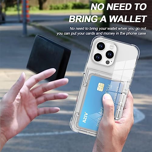 Marphe Wallet Case for iPhone 14 Pro Max with 3 Credit Card Holder Slot Shockproof Hybrid Heavy Duty Protection Clear Phone Cover Compatible with iPhone 14 Pro Max 6.7 Inch