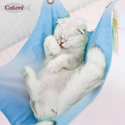 opsient Cat Hammock Bed for Cage - 19x19 inch Adjustable Hanging Cat Bed Reversible Cat hammocks for Indoor Cats, Sleeping and Resting Sleepy Pad for Kitten Ferret Puppy or Small Pet (Army Green)