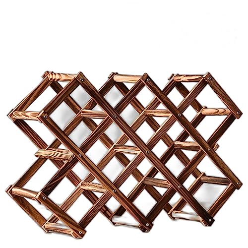 VGWHY Wine Rack, Wooden Wine Rack for 10 Bottle, Free Standing Wine Storage Racks Foldable for Kitchen, Party, Home Kitchen Bar Cabinets (Brown)