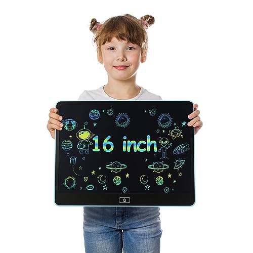 Writing Tablet for Kids 16 Inch LCD Kids Drawing Tablet Large Screen Erasable Drawing Colorful Doodle Board Learning Educational Toy Gift for 3 4 5 6 7 Year Old Girls Boys (Blue)