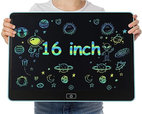 Writing Tablet for Kids 16 Inch LCD Kids Drawing Tablet Large Screen Erasable Drawing Colorful Doodle Board Learning Educational Toy Gift for 3 4 5 6 7 Year Old Girls Boys (Blue)