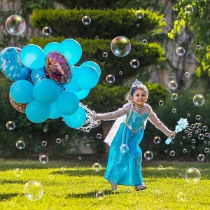 2 in 1 Princess Magic Bubble Blower Wand Machine for Kids, Snowflake Maker Wand Toys with Windmill & Light Up LED & Music, Outdoor Christmas Birthday Gift for Girls