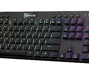 Redragon K619 Horus RGB Mechanical Keyboard, Ultra-Thin Designed Wired Gaming Keyboard w/Low Profile Keycaps, Dedicated Media Control & Tactile Brown Switches, Pro Software Supported