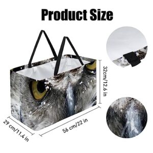 KQNZT Reusable Grocery Bags, Heavy Duty Reusable Shopping Bags, Large Tote Bags with Long Handles and Reinforced Bottom, Animal Winter Owl