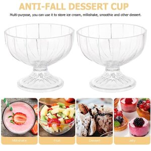 Beavorty 2pcs ice cream cup dessert cup container with lid footed trifle cups yogurt bowl Festival Cocktail Cup glass containers kids glasses Drinking Goblet child porridge cup plastic mini