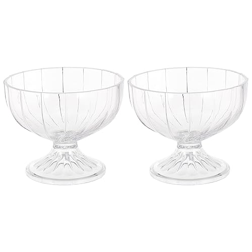 Beavorty 2pcs ice cream cup dessert cup container with lid footed trifle cups yogurt bowl Festival Cocktail Cup glass containers kids glasses Drinking Goblet child porridge cup plastic mini