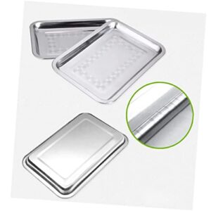 UPKOCH 2pcs nonstick bakeware baking pans bakeware pan fruit dish tray baking plate square appetizer serving tray procedure tray stainless steel platter appetizer platter dental tray cake