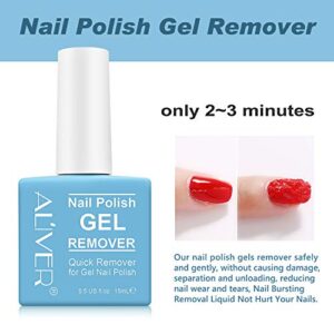 Gel Nail Polish Remover, Professional Gel Remover for Nails, Quick & Easy Remove Gel Nail Polish 2-5 Minutes, Don't Hurt Nails, Nail Polish Remover with Nail Polish Scraper Kit (15ML)