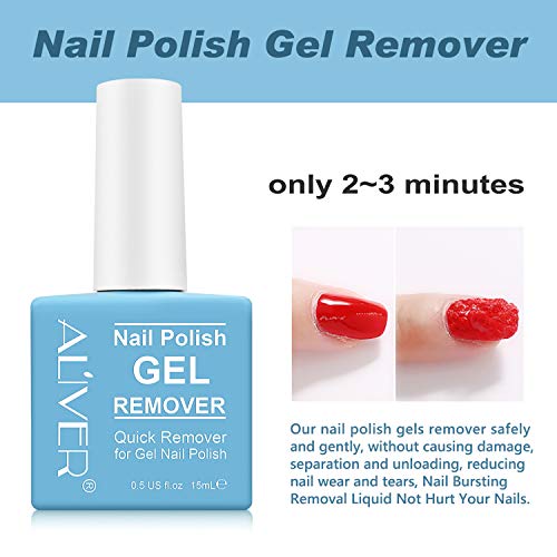 Gel Nail Polish Remover, Professional Gel Remover for Nails, Quick & Easy Remove Gel Nail Polish 2-5 Minutes, Don't Hurt Nails, Nail Polish Remover with Nail Polish Scraper Kit (15ML)