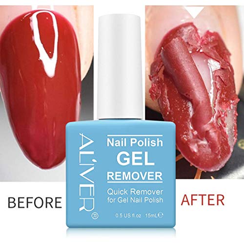 Gel Nail Polish Remover, Professional Gel Remover for Nails, Quick & Easy Remove Gel Nail Polish 2-5 Minutes, Don't Hurt Nails, Nail Polish Remover with Nail Polish Scraper Kit (15ML)