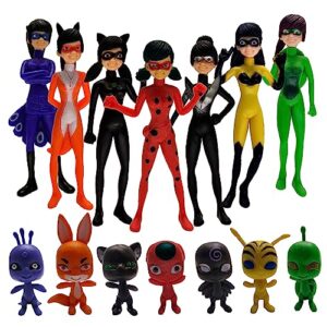 cartoon-inspired ladybug fantasy magic ladys (set of 14 pcs), action figures, toys, cake toppers