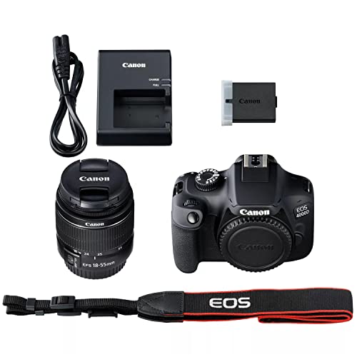 Canon 4000D(EOS Rebel T100) DSLR Camera w/EF-S 18-55mm F/3.5-5.6 Zoom Lens + 64GB Memory Card, Hood, Grip-Pod, Filter, Professional Photo Bundle(22pc) (Renewed)