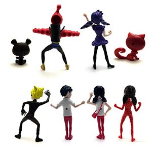 Cartoon-Inspired Ladybug and Cat Noir (Set of 8 pcs), Action Figures, Toys